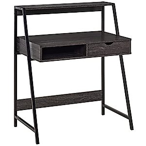HOMCOM Home Office Desk, Computer Desk for Small Spaces, Writing Table with Drawer and Storage Shelves, Grey