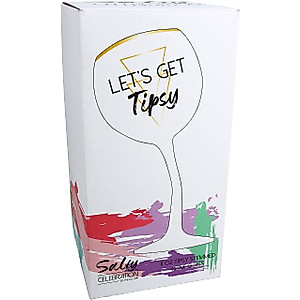 Pavilion Gift Company Flies When You're Having Fun 11 Oz Blue Ombre & Gold Unique Tipsy Stemmed Wine Glass