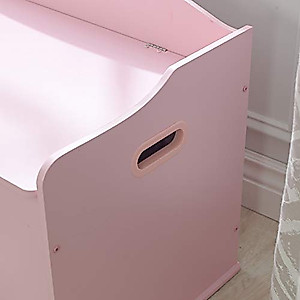 KidKraft Austin Wooden Toy Box/Bench with Safety Hinged Lid - Pink, Gift for Ages 3+, Amazon Exclusive