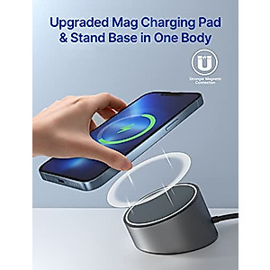 JSAUX Magnetic Wireless Charger Station Compatible with Mag-Safe Charger/iPhone 14/iPhone 14 Pro/iPhone 14 Plus/iPhone 14 Pro Max/iPhone 13/13 Pro/13 Pro Max/13 Mini/iPhone 12, Mag Charger Space Grey