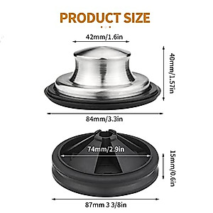 Garbage Disposal Stopper with Splash Guard, for Insinkerator Kitchen Sink Drain Plug Brushed Stainless Steel with 3 3/8" EPDM Splash Guard Set Ullnosoo