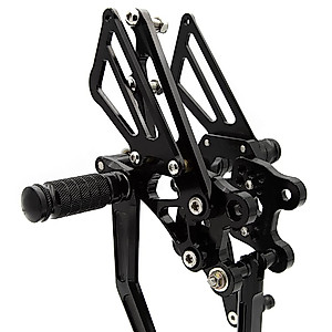 CNC Motorcycle Adjustable Rearsets Foot Pegs Rear Set Footpeg Brake Shift Pedal Compatible with Ninja ZX12R ZX-12R 2000 2001 Black