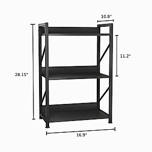 FUTRWORE Small Bookshelf for Small Spaces,Industrial 3 Tier Bookcase, Narrow Book Shelf Organizer, Small Shelf Open Display Rack for Bedroom, Living Room, Home Office(Black)
