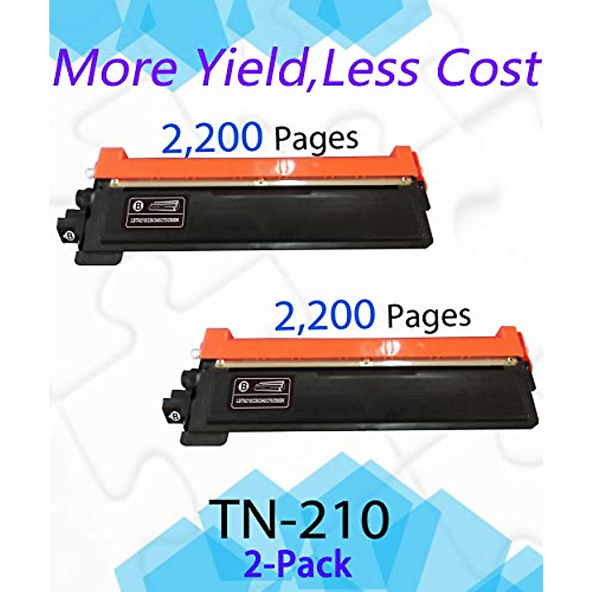 EASYPRINT (2-Pack of Black) Compatible Black TN210 Toner Cartridge TN-210 Used for Brother HL-3040CN, HL-3045CN, HL-3070CW, HL-3075CW, MFC-9010CN, MFC-9120CN, MFC-9125CN, MFC-9325CW, MFC-9320CW
