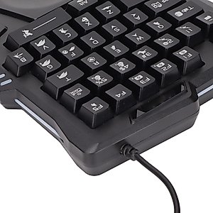 Sazao One Handed Gaming Keyboard, Three Colors Backlight Wide Palm Rest 35 Keys Gaming Keyboard for Computer for Mobile Games