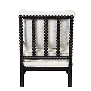 YISH SG000780ABK Modern Lounge Accent Velvet Single Sofa Chair with Ottoman and Armrests Pad, Upholstered Armchair for Living Room Bedroom Office, Black&White