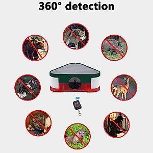 Solar Sound & Light Alarm, 360° Smart Ultrasonic Motion Sensor Alarm with Remote Controller, 3x129db Super Loud Speakers & LED Flashing Light IP65 Waterproof 4 Work Mode for Home, Farm, Barn, Yard