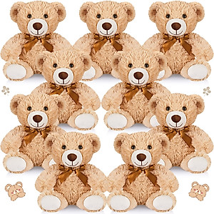 HyDren 9 Pcs 14 Inch Wedding Gift Bear Stuffed Animals Bears Soft Plush Bears Cute Bears Dolls for Baby Shower Birthday Valentine Gift Home Decoration (Light Brown)