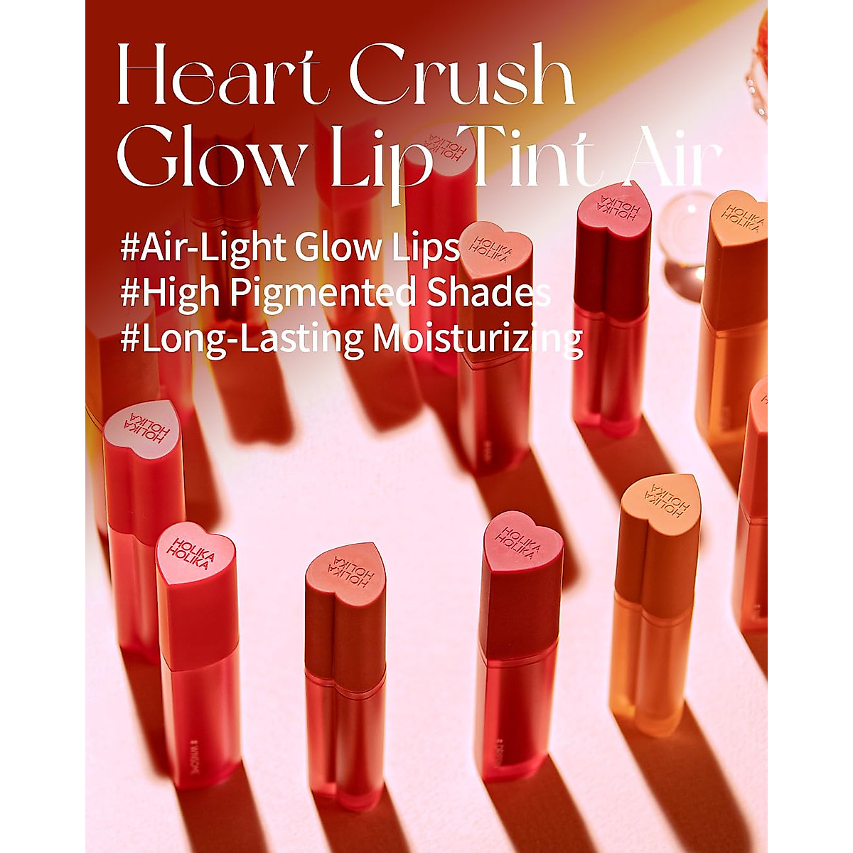 HOLIKA HOLIKA Heart Crush Glow Lip Tint Air – Korean Lip Tint with High Shine Juicy Fruit Jam Colors Lip Stain – Hydrolyzed Collagen & Vitamin C (15 FAY)