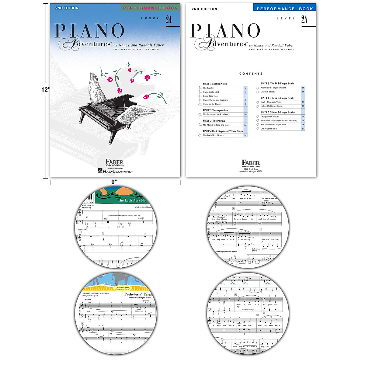 Piano Adventures Level 2A Learning Library Set By Nancy Faber - Lesson, Theory, Performance, Technique & Artistry Books & Juliet Music Piano Keys 88/61/54/49 Full Set Removable Sticker