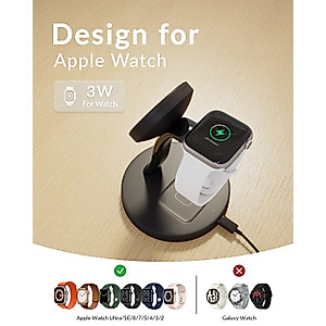 3 in 1 Wireless Charger for MagSafe, Wireless Charging Station, Compatible with iPhone 15/14/13/12, Apple Watch, AirPods Pro/3/2 (Cable and Adapter Included) Black