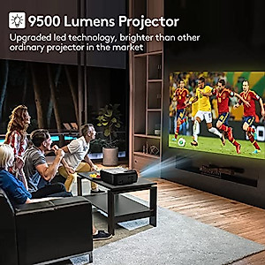 Living Enrichment Mini Projector with Bluetooth, Upgraded 1080P HD Supported Portable Movie Projector 9500L, Portable Projector with Carry Bag, Compatible with HDMI VGA USB for Home Outdoor Movies