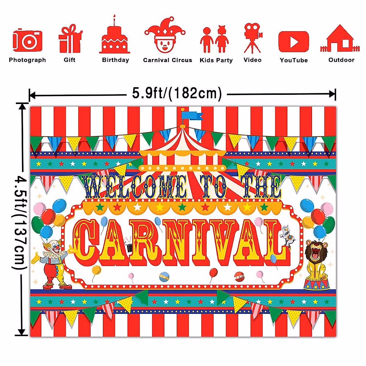Circus Carnival Banner Backdrop,20 Carnival Balloons 11 Carnival Photo Booth Props For Circus Carnival Party Supplies Decorations