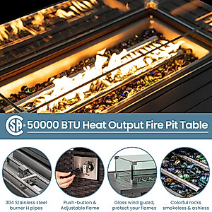 Amopatio Patio Furniture Set with Fire Pit Table, Outdoor Furniture Sectional Sofa with Swivel Chairs, Modern Conversation Sets for Balcony Backyard, Grey（Include Waterproof Covers ）