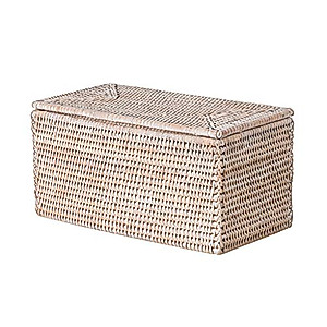 Kouboo La Jolla Rectangular Rattan Box, White-Wash Toilet Roll Storage Basket