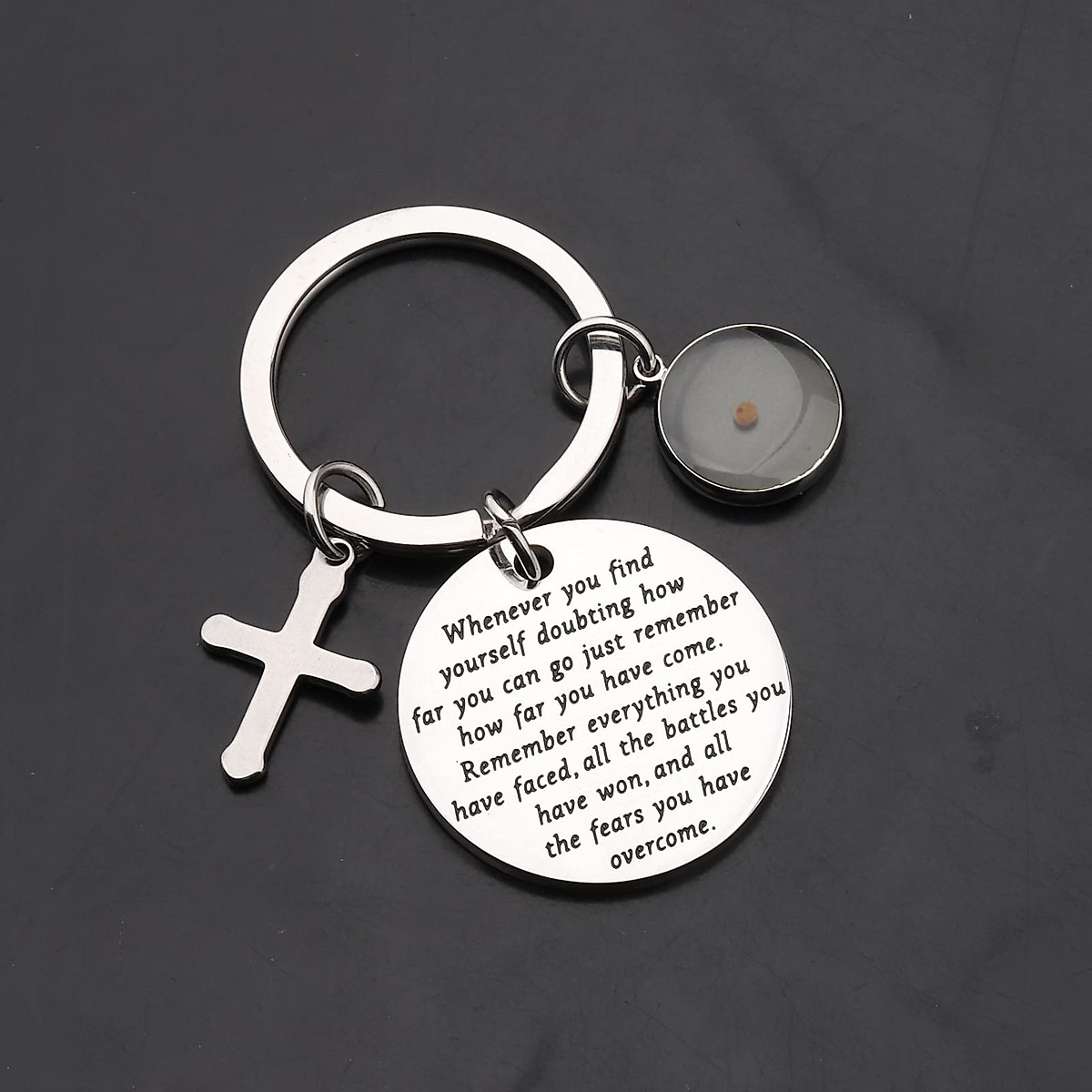 TIIMG Mustard Seed Inspirational Quote Keychain Faith Jewelry Religious Christian Gift Motivational Gift (Mustard Seeds whenever)