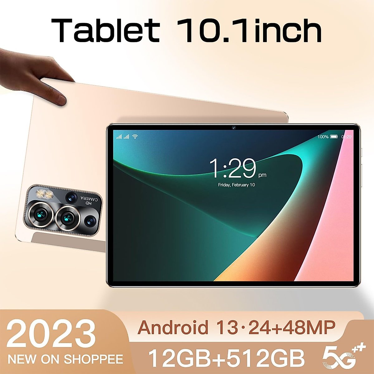 Android 12.0 Tablet Ultra-Thin 10.1 Inch HD 8-Core Tablet Computer Tablets, Voice Call Game Office Tablet, 2+32G, 8600mAh Large Capacity Battery