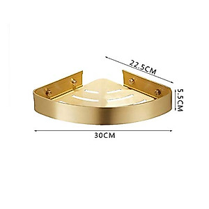 M.M.A Corner Shelf Wall Mounted Aluminum Bathroom Soap Dish Bath Shower Shelf Brushed Gold Bath Shampoo Holder Basket Holder