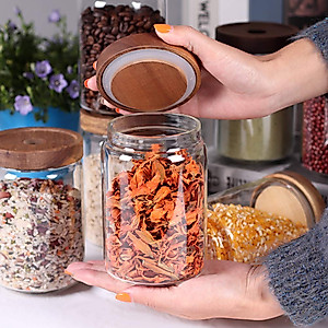 SAIOOL Stackable Kitchen Canisters Set of 8,High Borosilicate Glass Cylinder Airtight Food Storage,Durable and sort out the tea, flour, candies, grain easily and clearly