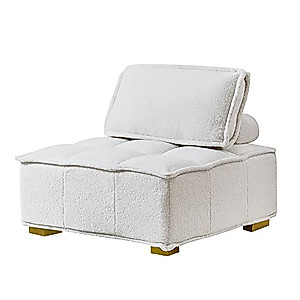 GNIXUU Modular Single Sofa, Lazy Sofas Ottoman with Gold Wooden Legs Teddy Fabric, Armless Couches for Small Space Living Room Bedroom Apartment Office