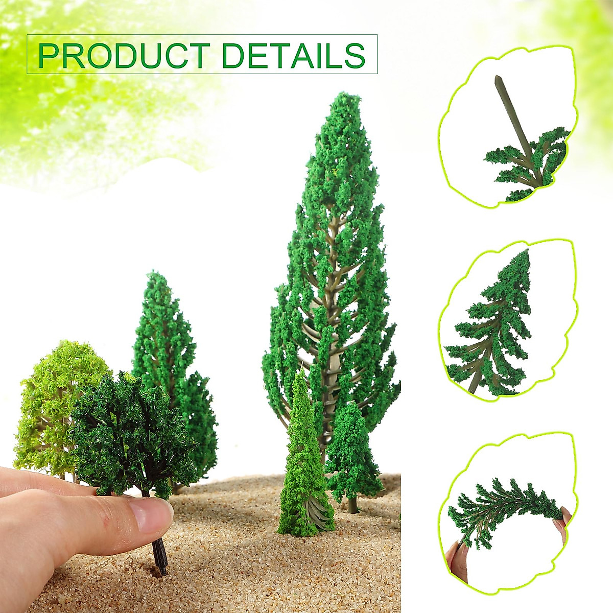 Skylety 70 Pieces Model Trees 1.2-6.3 Inch Mixed Model Tree Train Scenery Architecture Trees Fake Trees for DIY Crafts, Building Model, Scenery Landscape Natural Green(Vintage)