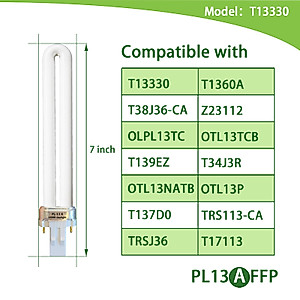 (2 Pack) PL13-A-FFP 13W Replacement Light Bulb with Magnetic Ballast,Replace for Ottlite Lamps Purchased Before 2008,13W Type A Light Bulb,5500K Bright Natural Daylight,GX23 Base