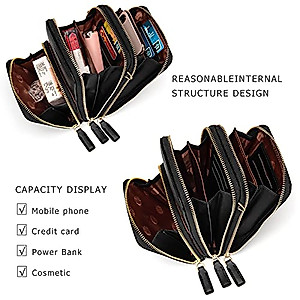 myfriday Small Crossbody Cell Phone Purse for Women, Mini Messenger Shoulder Handbag Wallet with Credit Card Slots A-black