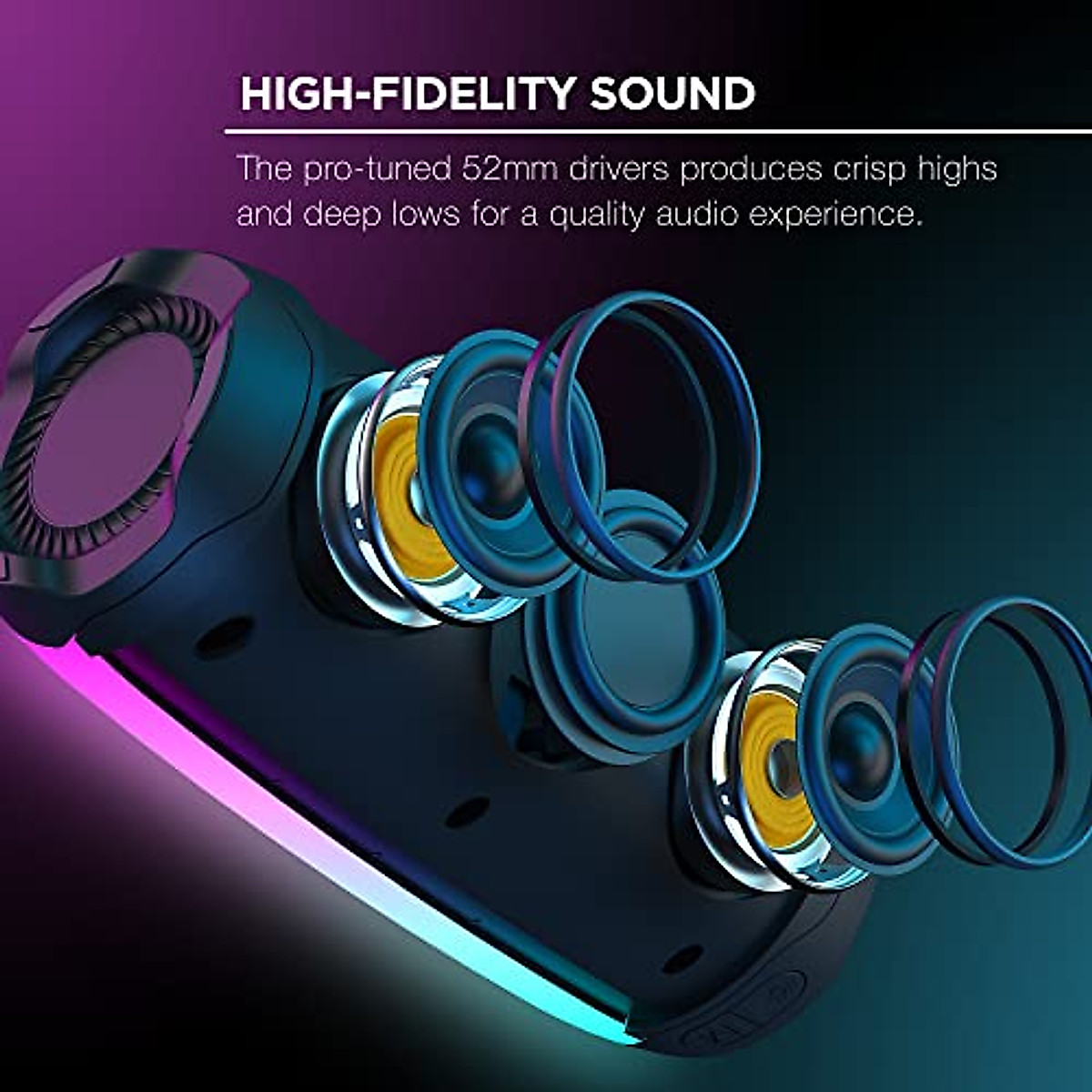 Merkury Innovations Thrill Bluetooth Speakers with Color Changing Lights, Battery Powered, Weatherproof, Play FM Radio or Bluetooth Music, Loud Sound & Enhanced Rich Bass