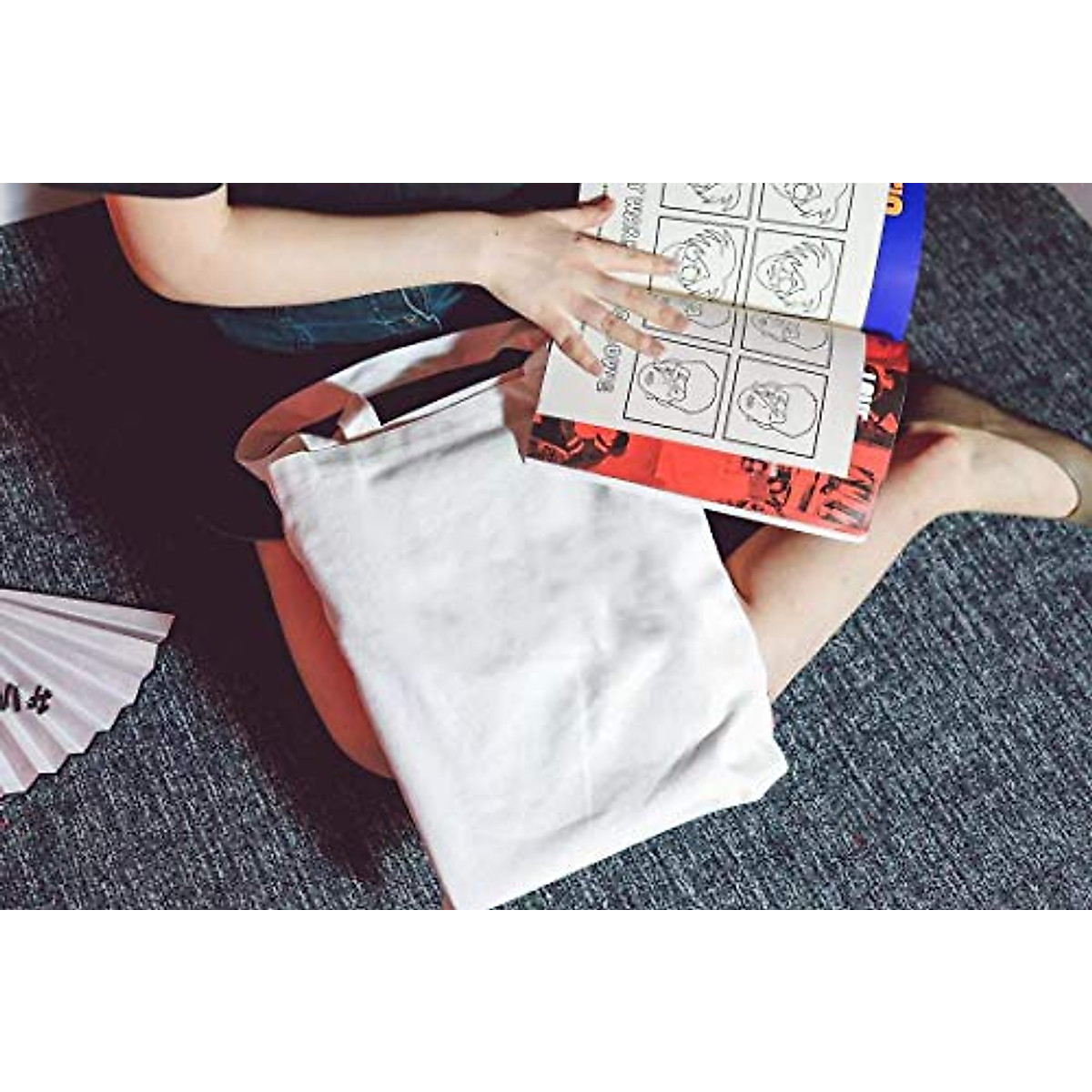 Canvas Bags Heavy Natural Canvas Tote Bags with Bottom Gusset Reusable Grocery Bags Canvas Shopping Bags with Long Handles (15.7"x13.7"x4", 1 pack), 12 oz Canvas