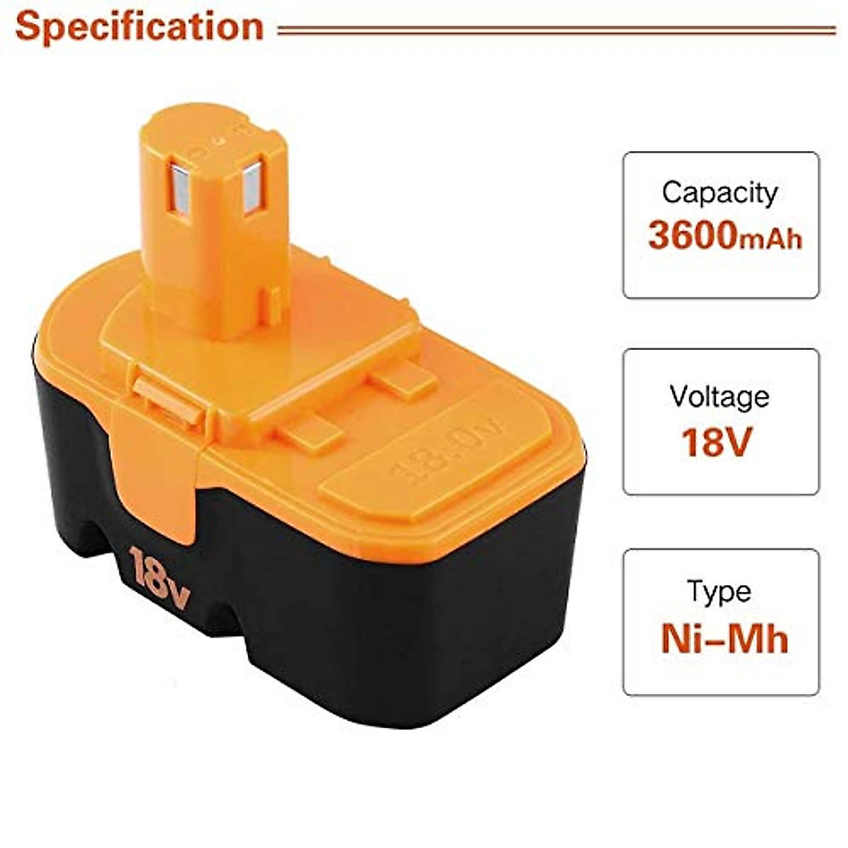 2Packs P100 3600mAh Ni-Mh Replacement Battery Compatible with Ryobi 18V Battery and P117 Charger for Ryobi 9.6V-18V Lithium Ni-Cd&Ni-Mh Battery P102 P103 P104 P105 P107 P108 P109 P119 P122 Tools