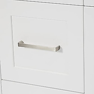 ARIEL 43" White Bathroom Vanity with 1.5" Edge Pure White Quartz Countertop & Splash, Rectangular Sink, 2 Soft Closing Doors, 4 Full Extension Dovetail Drawers, Built in Toe Kick, Brushed Nickel