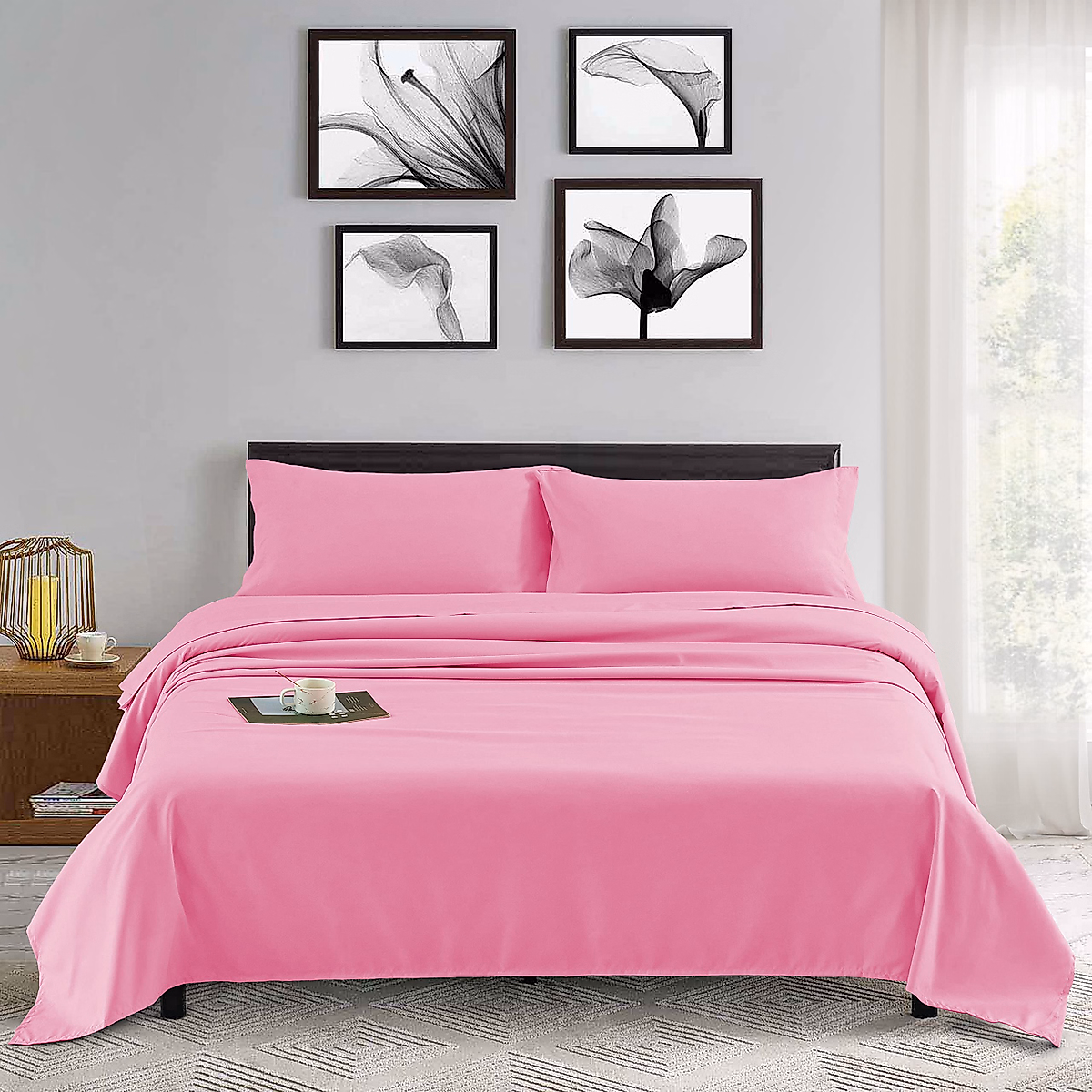Ersmak Full Size Sheets Set (4 Piece), Super Soft Brushed Microfiber Bed Sheets with 16 Inch Deep Pocket, Egyptian Quality Luxury Bedding Set - Pink