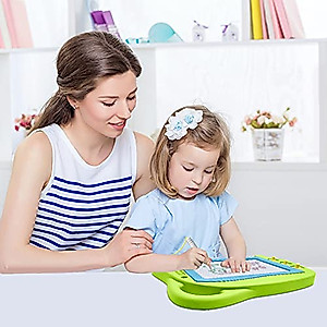 AiTuiTui Magnetic Drawing Board Mini Travel Doodle, Erasable Writing Sketch Colorful Pad Area Educational Learning Toy for Kid/Toddlers/Babies with 3 Stamps and 1 Pen (Green)