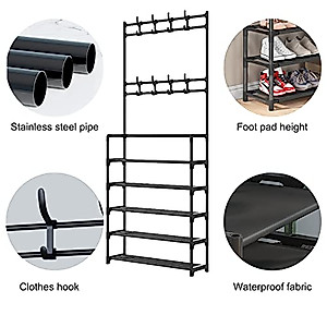Shoe Rack For Closet,Shoe Organizer With Hat Bag Coat Hanger Racks,Entryway Stand Shelf For Shoes Storage And Organization, 5 tiers (60cm)