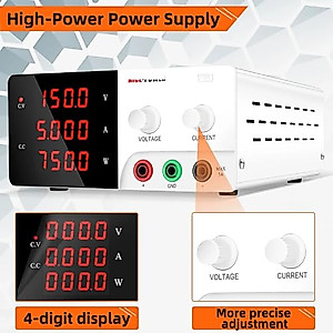 Lab DC Power Supply, Adjustable 150V 5A, USB Digital Source Stabilized Current 750W Voltage Regulator