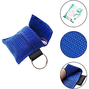 Yzpacc Set of 50 CPR Mask, Disposable CPR Shield Mask Emergency Mask Key Chain Ring ,with One-Way Valve Breathing Barrier for First Aid or AED Training (Colorful-50PCS)