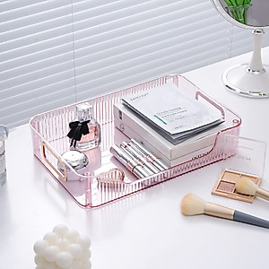 KSDSOAM 3 Tiers Bathroom Countertop Organizer, Cosmetics Skincare Organizer Holder for Perfume, Bathroom Organizers and Storage for Dresser Vanity Tray Sink (Pink)