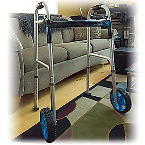 Top Glides 8" Off-Road Walker Wheel Kits with Free Flexfit Universal Ski Glides (Blue)