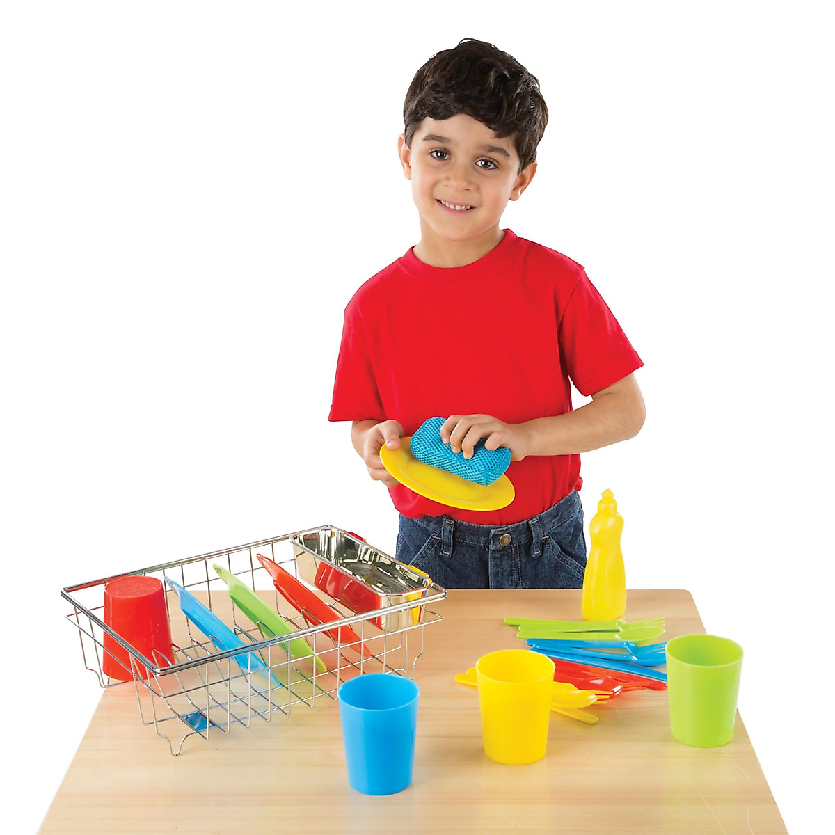Melissa & Doug Let's Play House Wash and Dry Dish Set (24 pcs)