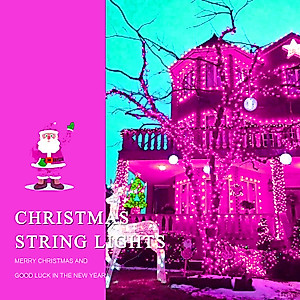 FULLBELL Valentines Day Decorations Pink Lights Cherry Blossom Lights Flower String Lights 33 Feet 100LED 8 Modes Wedding Party Indoor Flower Lights Bedroom Birthday Pink Room Decor (Pink)