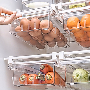 WOHPNLE Refrigerator Drawer, Large Capacity Transparent Rectangular Fridge Under Shelf Drawer Fridge Organizer Bin For Cheese, Deli Meat, Drinks, Fruit, Vegetable