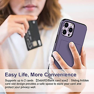 SAMONPOW 4-in-1 iPhone 14 Pro Max Case with Screen Protector & Camera Cover Full Body Hybrid iPhone 14 Pro Max Case Wallet Card Holder Shockproof Protective Case for iPhone 14 Pro Max for Women Men