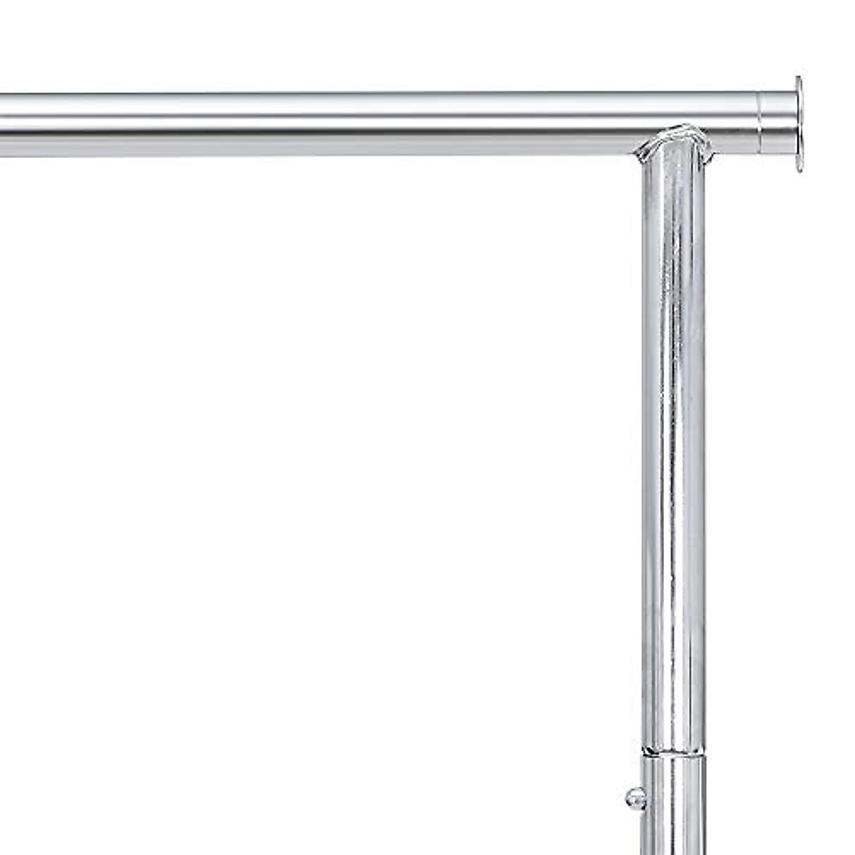 Nouva Rolling Garment Rack Clothing Rack with Wheels, Single-Rod Portable Heavy Duty Clothes Rack for Hanging Clothes Height Adjustable, Extendable, Chrome Sliver