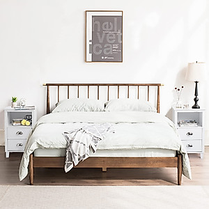 Nightstand with 2 Drawers, Side Table with Storage, End Table for Living Room, Bedroom, Sofa Side Table with Open Storage Space Wood Nightstand Design, Side Table 40x30x63CM