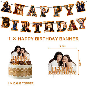 Gilmore Birthday Party Decoration, Include Birthday Banner, Cake Topper, Latex Balloons, Hanging Swirls for Gilmore TV Show Theme Kids Fans Birthday Party Supplies