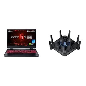 Acer Nitro 5 AN515-58-525P Laptop | Intel i5-12500H | GeForce RTX 3050 | 15.6" FHD 144Hz IPS | 8GB DDR4 | 512GB SSD | Killer Wi-Fi 6 with Predator Connect W6 Wi-Fi 6E Gaming Router | Tri-Band AXE7800