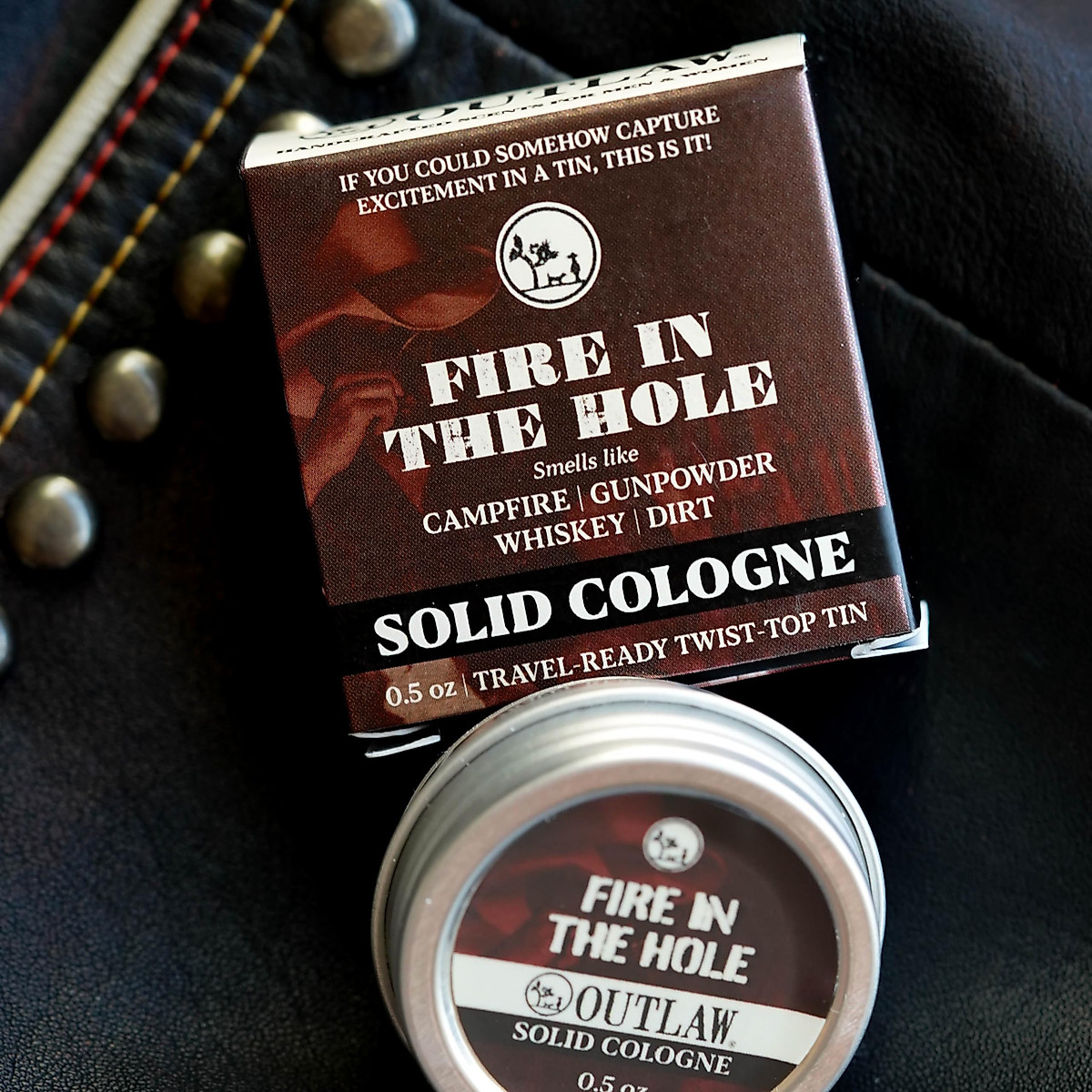 Fire in the Hole Campfire-Scented Solid Cologne - Campfire, Gunpowder, Sagebrush, and Whiskey Scent - Men’s or Women’s Cologne - By Outlaw