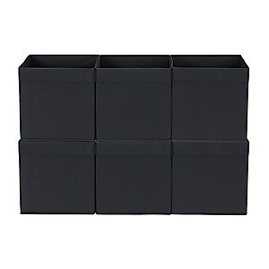 Household Essentials 86-1 Foldable Fabric Storage Bins | Set of 6 Cubby Cubes with Flap Handle, Black
