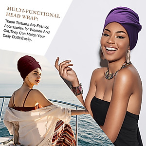 12 Pieces Stretch Jersey Turban Head Wrap Knit Headwraps for Woman Urban Long Hair Scarf Tie Solid Color Breathable Head Band