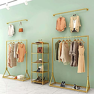 NEOCHY Heavy-Duty Hangers, Wrought Iron Clothing Display Racks, Household Movable Drying Racks,Ng Load-Bearing/Golden/120X40X150Cm